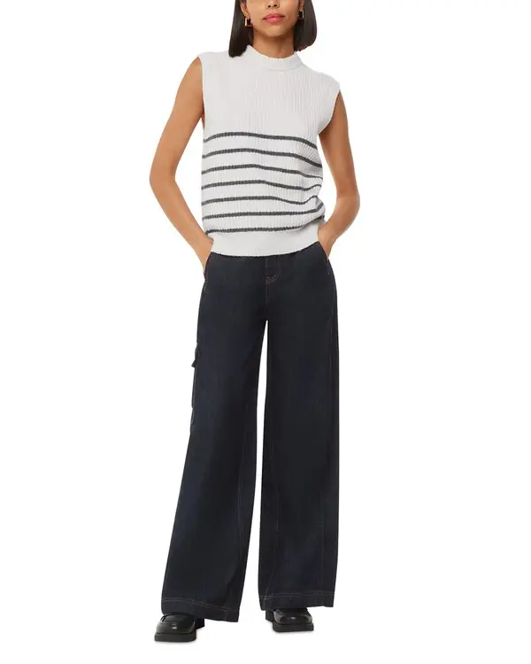 Whistles Striped Textured Sweater Tank Top