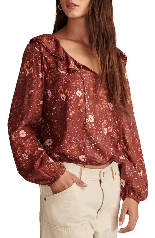 Lucky Brand Floral Print Tie Neck Top