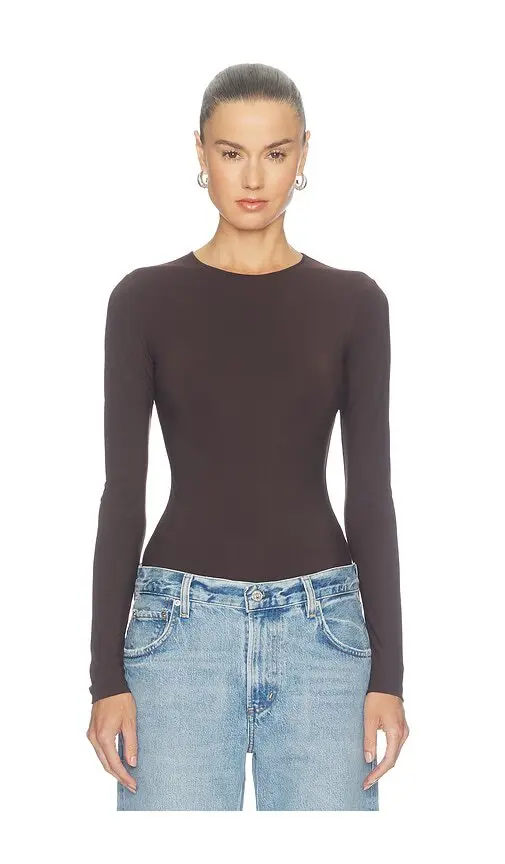 AGOLDE Aura Long Sleeve Bodysuit - Chocolate