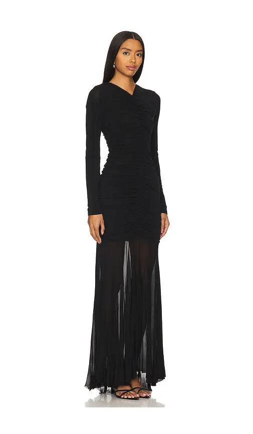 chinese dress ladies ASTR Ruched Mesh Midi Dress