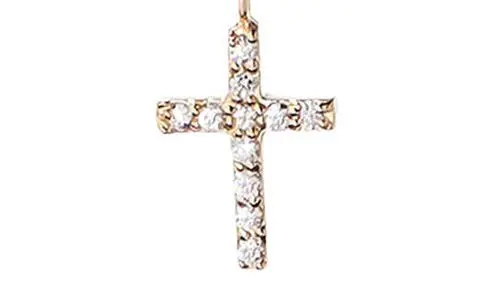 Lana Jewelry 14k Gold Triple Diamond Cross Charm Necklace