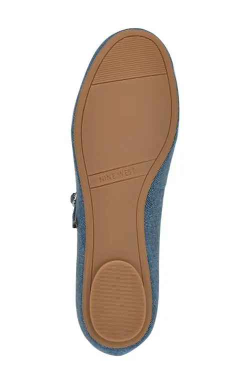 Nine West Classik Mary Jane Flat - Med Blue