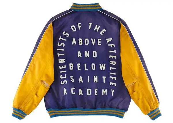 SAINT MXXXXXX X Shermer Academy Sukajan Jacket - Navy Blue Yellow