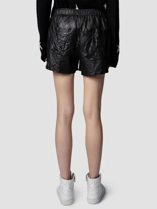 Zadig&Voltaire Crinkled Leather Pax Shorts - Noir