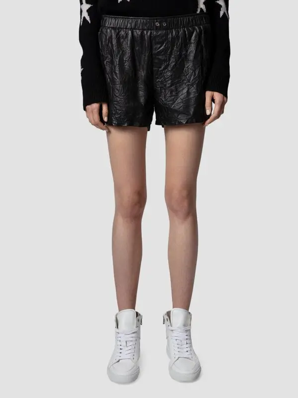 Zadig&Voltaire Crinkled Leather Pax Shorts - Noir