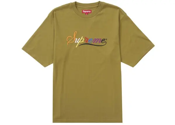 Supreme Cursive Short Sleeve Top - Dusty Olive