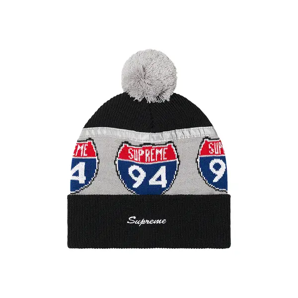 Supreme Interstate Reflective Beanie - Black