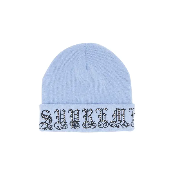 Supreme Old English Rhinestone Beanie - Blue