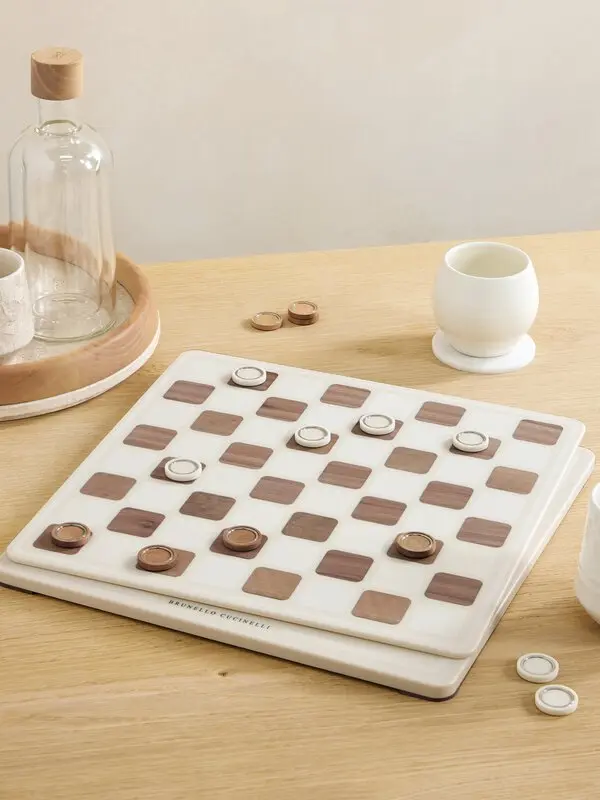 Brunello Cucinelli Krion® Walnut And Steel Draughts Set