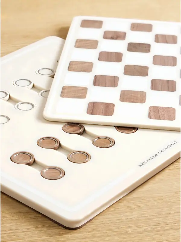 Brunello Cucinelli Krion® Walnut And Steel Draughts Set