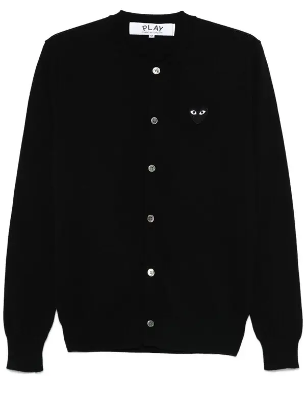 Play Comme Des Garcon Heart Patch Cardigan - Black