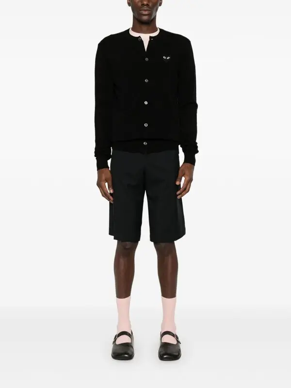Play Comme Des Garcon Heart Patch Cardigan - Black