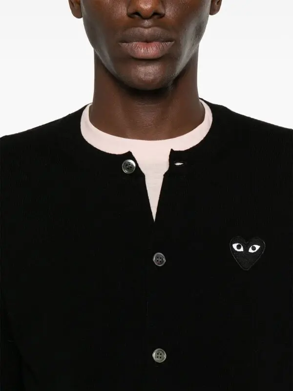 Play Comme Des Garcon Heart Patch Cardigan - Black