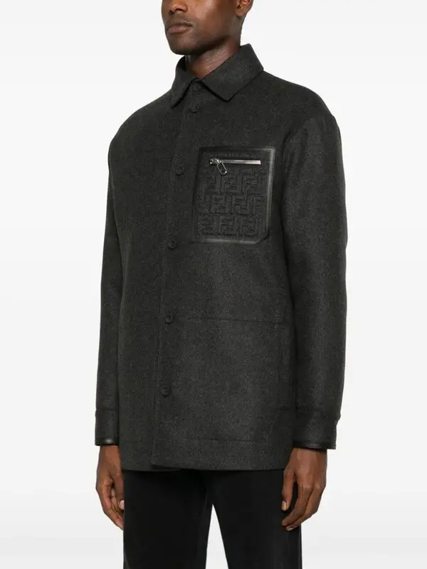Fendi Felted Shirt Jacket - Grey