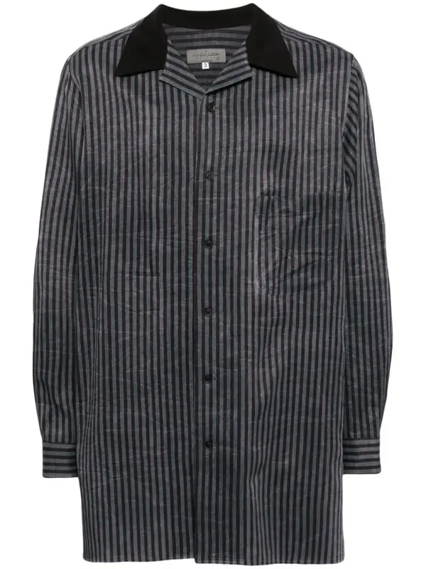 Yohji Yamamoto Striped Open-collar Shirt