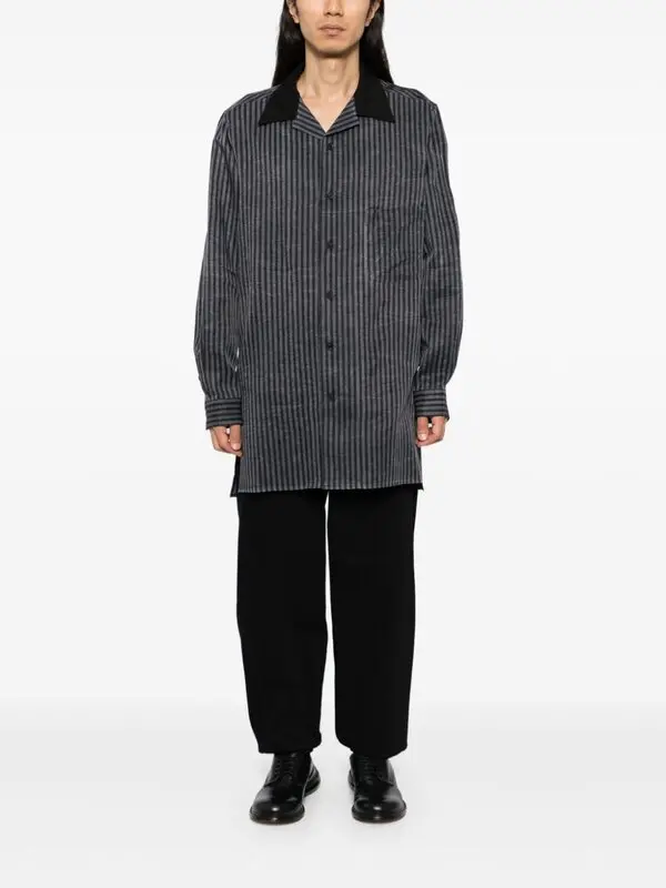 Yohji Yamamoto Striped Open-collar Shirt