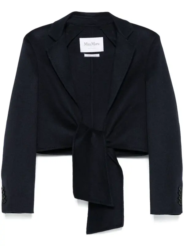 Max Mara Sash-detail Cropped Jacket - Blue