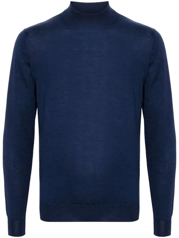 Fedeli Mock Neck Jumper - Blue