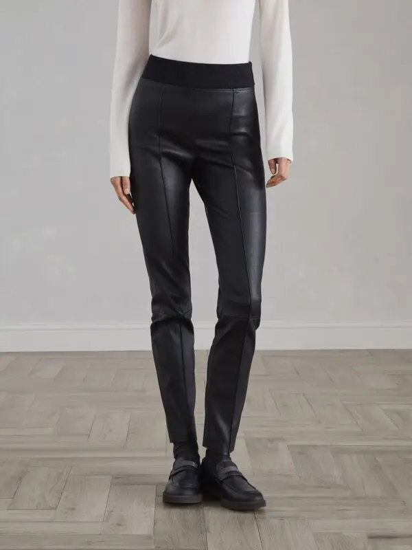 Brunello Cucinelli Leather Leggings - Black