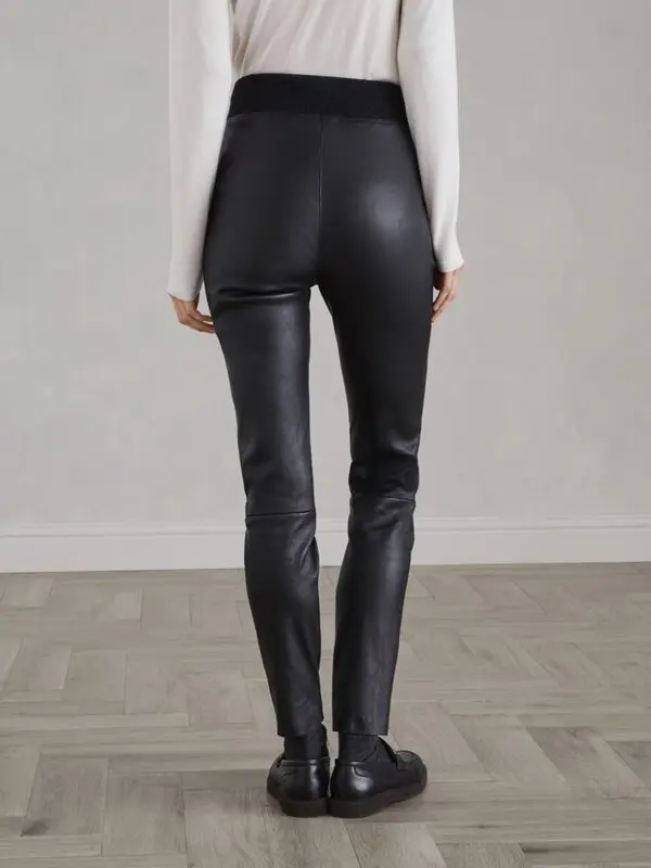 Brunello Cucinelli Leather Leggings - Black