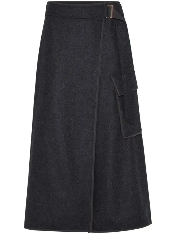 Brunello Cucinelli Wrap-design Midi Skirt - Black