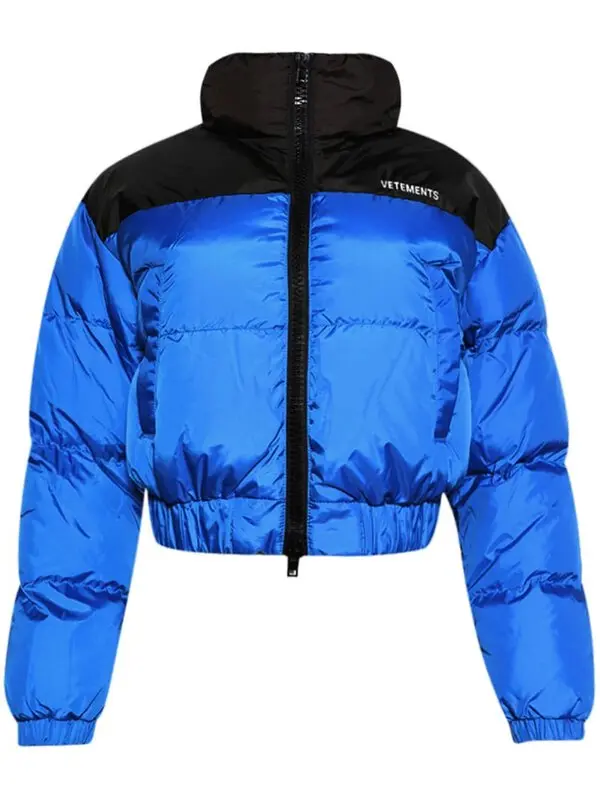 Vetements Logo-print Puffer Jacket - Blue