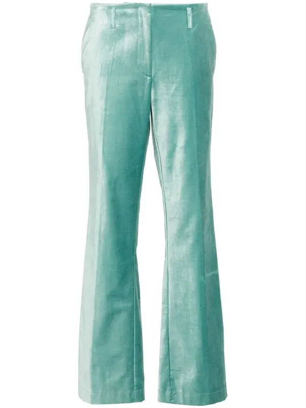 FORTE_FORTE Straight-leg Velour Trousers - Blue