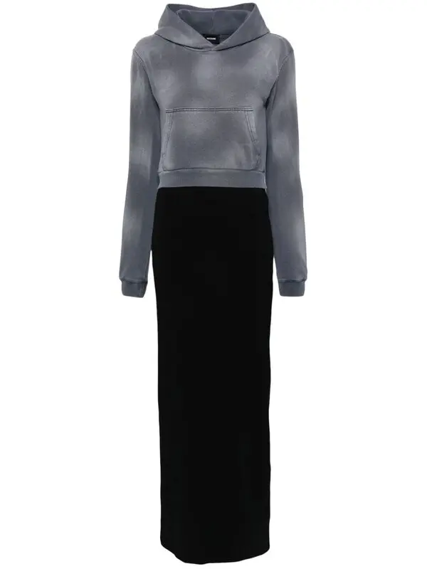 We11Done Layered Hoodie Dress - Grey