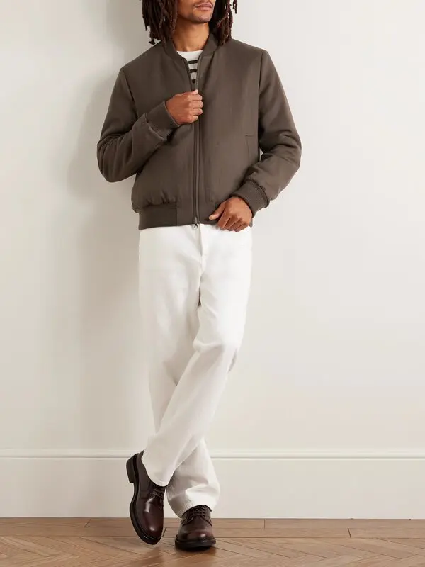 Mr P. Padded Cashmere-blend Bomber Jacket - Brown