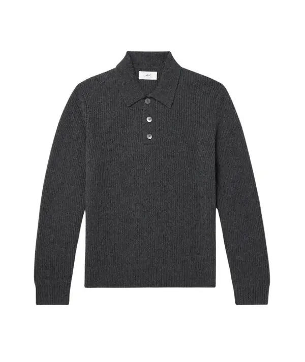 Mr P. Ribbed Cashmere Polo Shirt