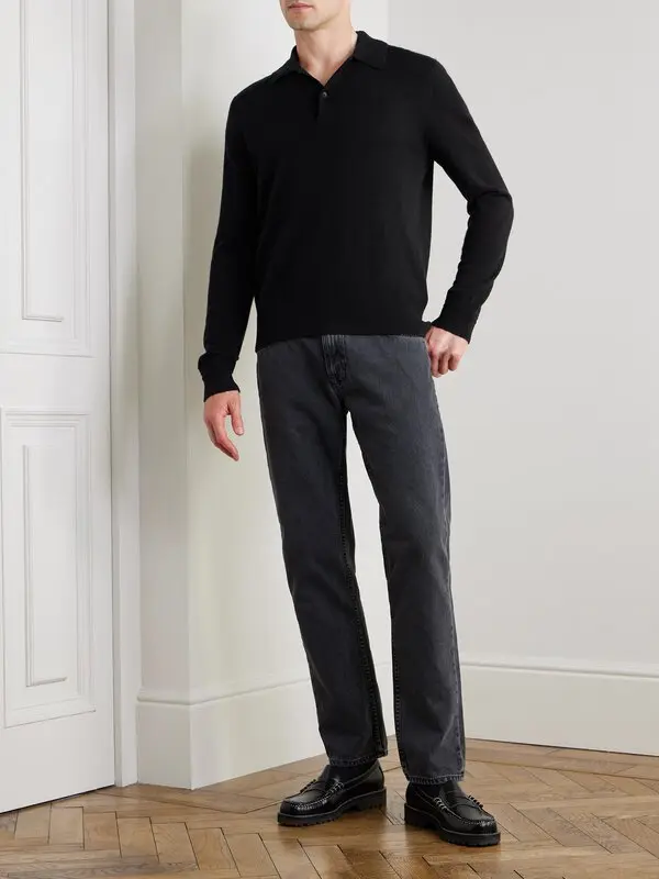 Mr P. Cliff Cashmere Polo Shirt - Black
