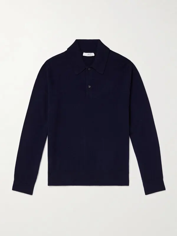 Mr P. Cliff Cashmere Polo Shirt - Blue