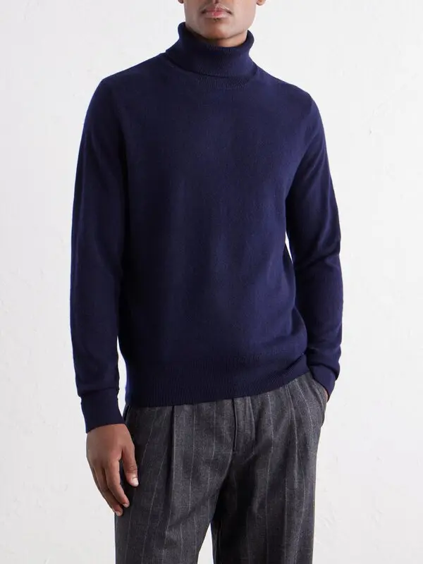 Mr P. Clyde Cashmere Rollneck Sweater - Blue