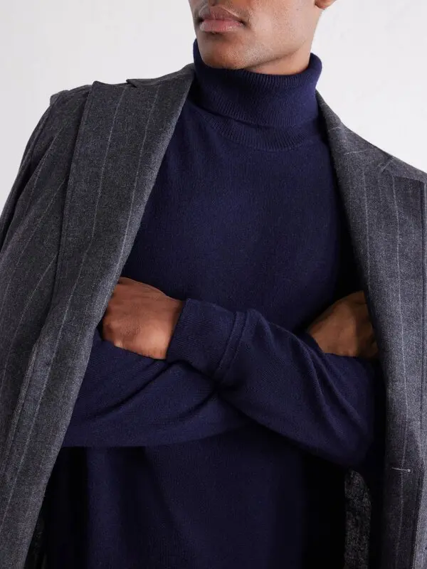 Mr P. Clyde Cashmere Rollneck Sweater - Blue
