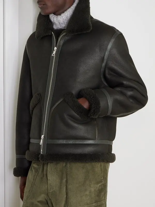 Mr P. Shearling Aviator Jacket - Green