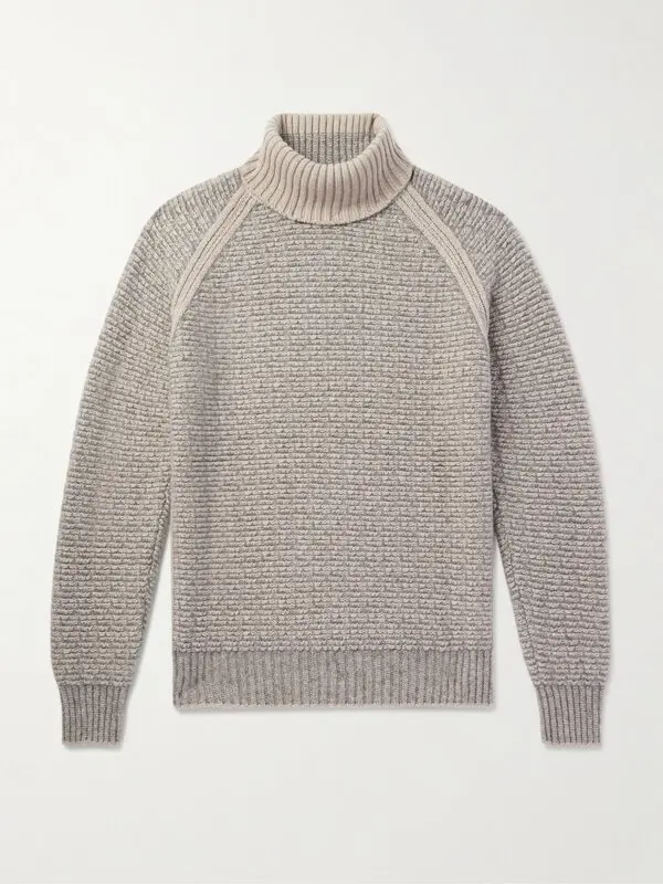 Zegna Ribbed Cashmere And Silk-blend Rollneck Sweater