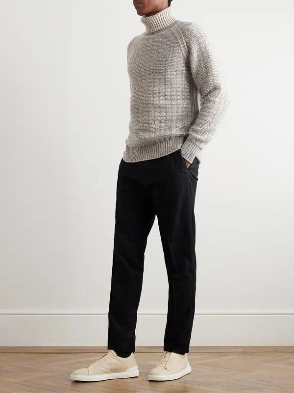 Zegna Ribbed Cashmere And Silk-blend Rollneck Sweater