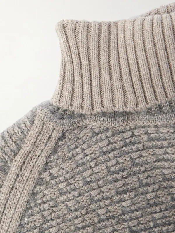 Zegna Ribbed Cashmere And Silk-blend Rollneck Sweater