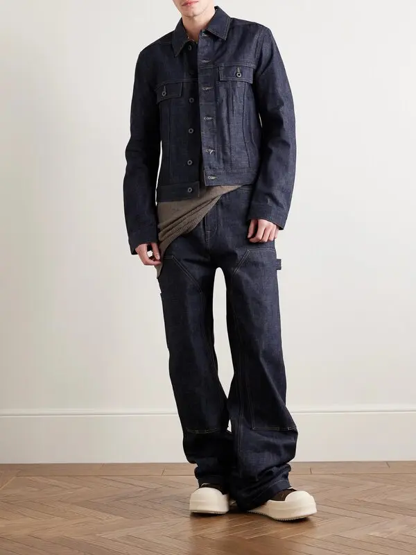 Rick Owens Double-Knee Geth Wide-Leg Jeans In Blue - 30% Off