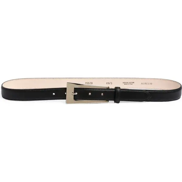 AUREUM No. 10 Leather Belt - Black Silver