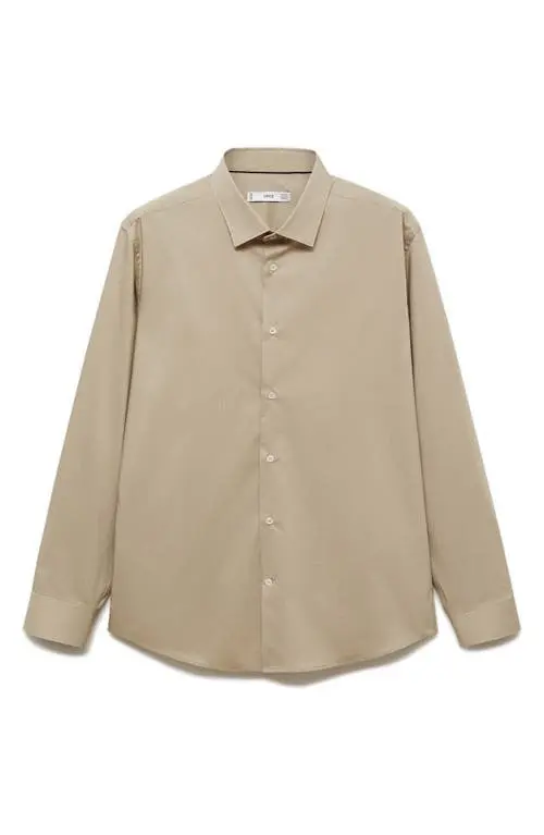 Mango Stretch Button-up Shirt - Light/ Pastel Grey