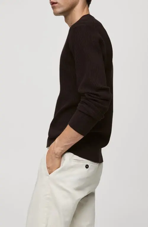 Mango Ribbed Crewneck Sweater