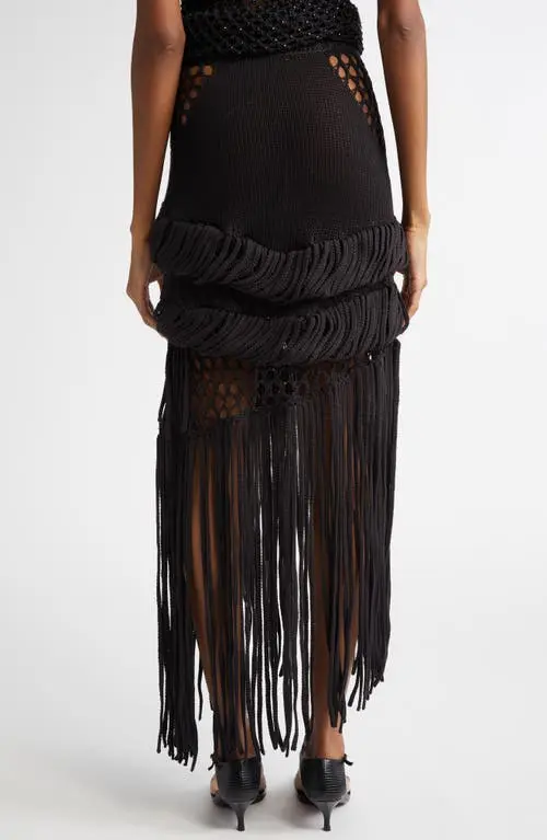DIOTIMA Medusa Loop & Fringe Crochet Midi Skirt