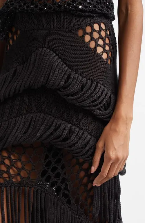 DIOTIMA Medusa Loop & Fringe Crochet Midi Skirt