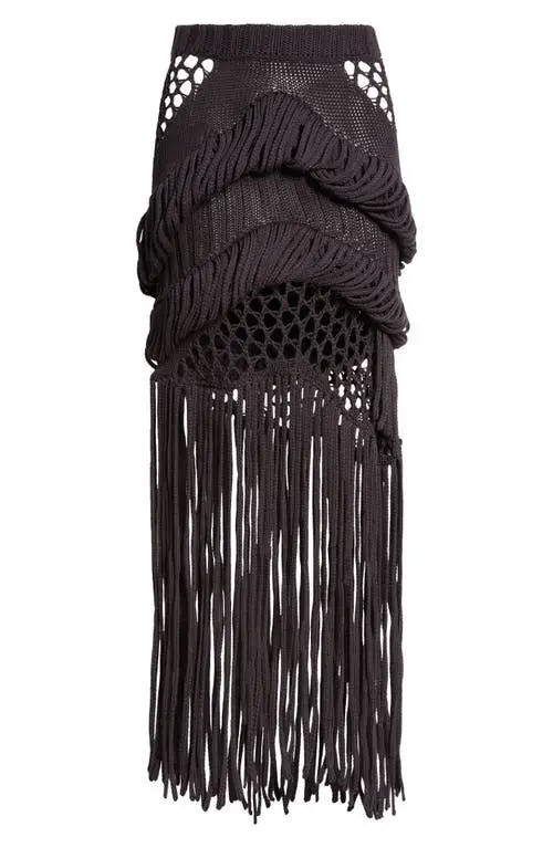 DIOTIMA Medusa Loop & Fringe Crochet Midi Skirt