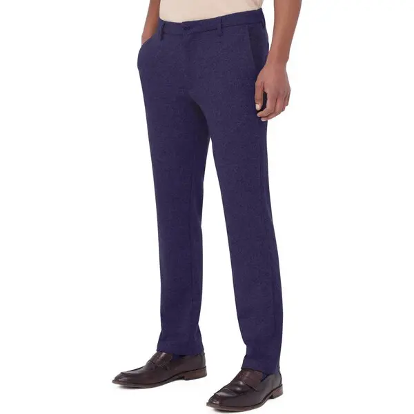 Bugatchi Flat Front Wool & Cotton Blend Chino Pants - Navy