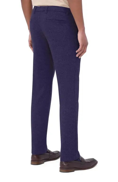 Bugatchi Flat Front Wool & Cotton Blend Chino Pants - Navy