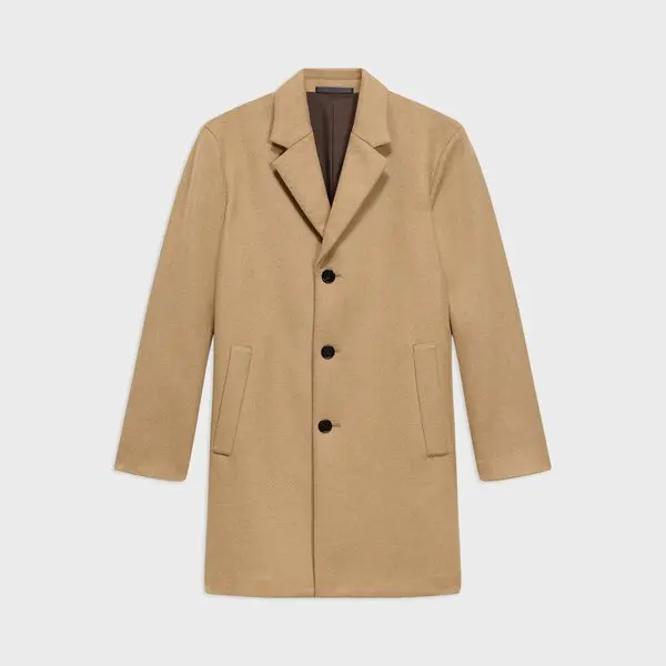 Theory 3-button Topcoat In Recycled Wool-blend Melton - New Camel