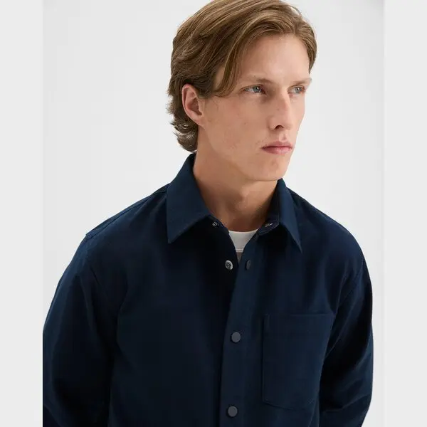 Theory Shirt Jacket In Moleskin Twill - Baltic