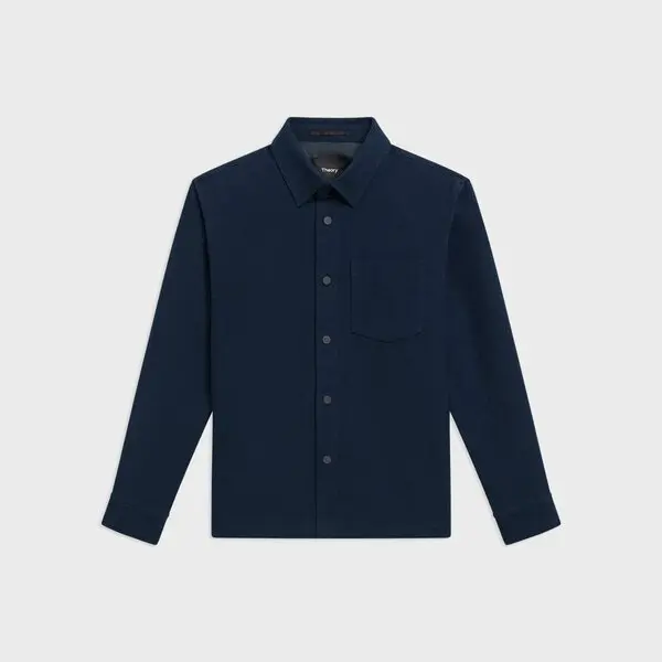Theory Shirt Jacket In Moleskin Twill - Baltic